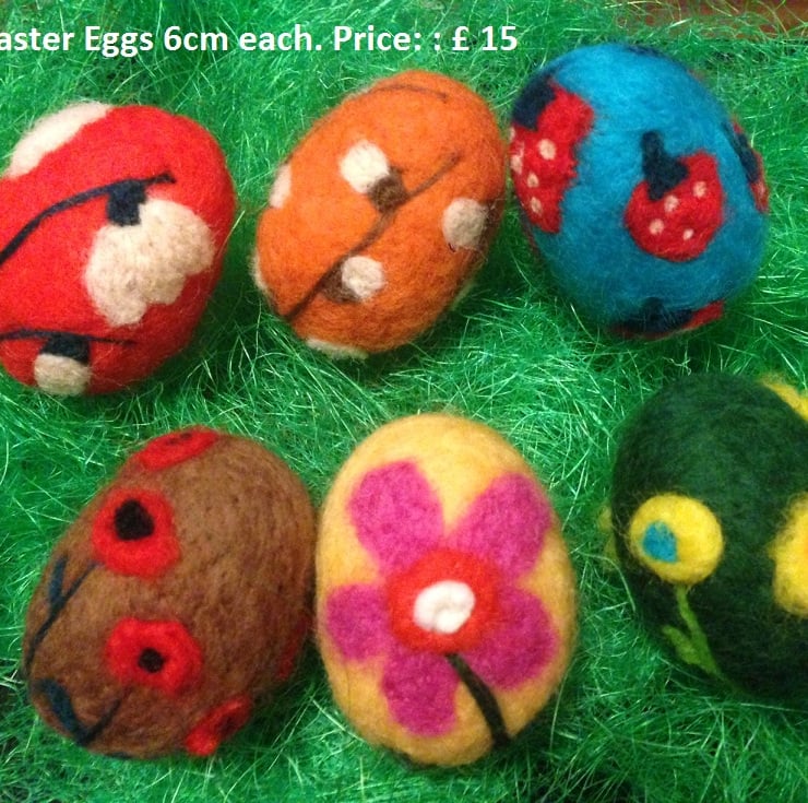 Set of 6 Felted Easter Eggs, Needle Felt Easter... - Folksy