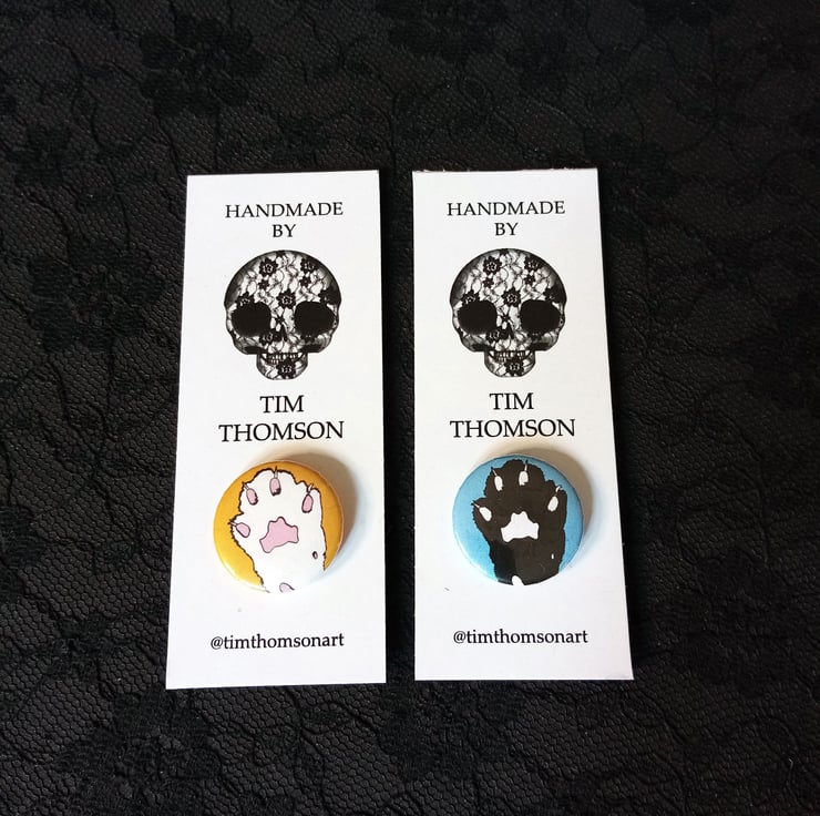 Cat Paw Button Pin Badge - custom colour available - Folksy