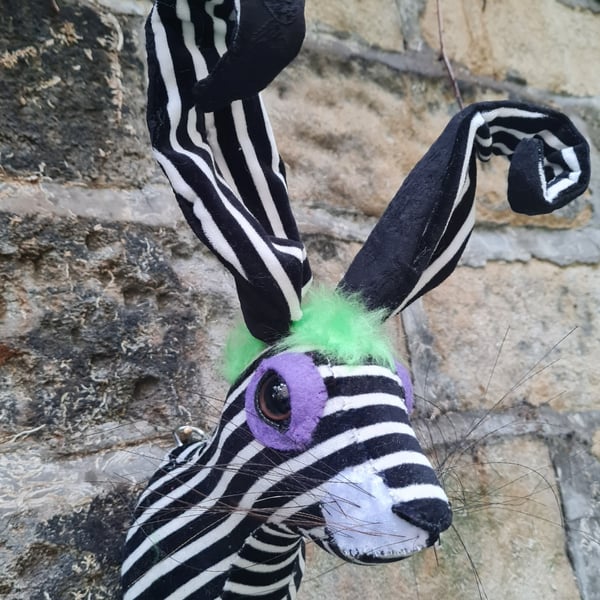 Striped Faux hare head wall mount inspired by T... - Folksy