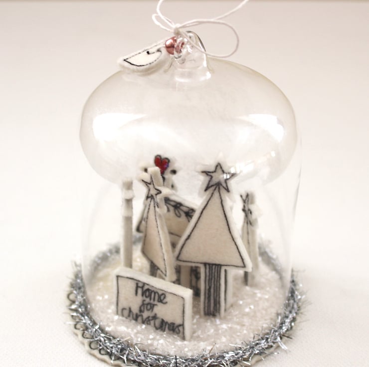 'Home for Christmas' - Glass Dome Decoration - Folksy