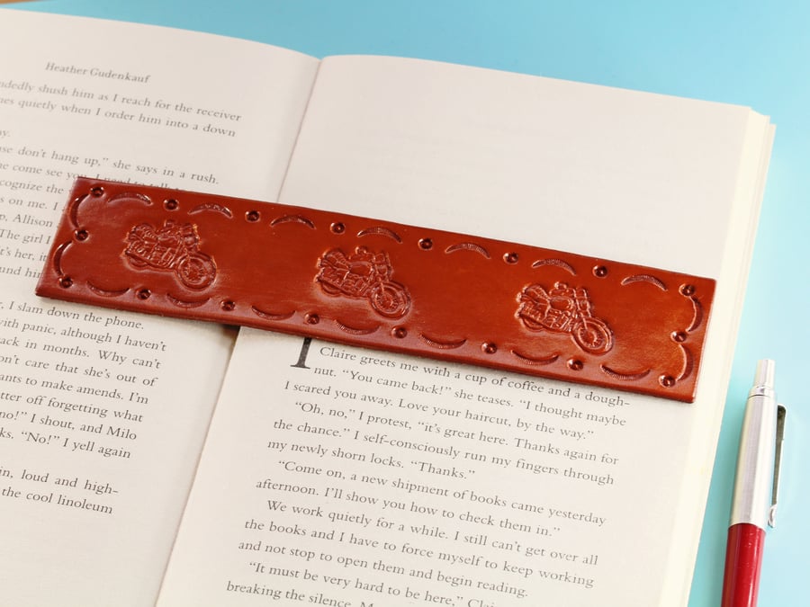 Motorcycle Leather Bookmark, Handmade Motorbike... - Folksy