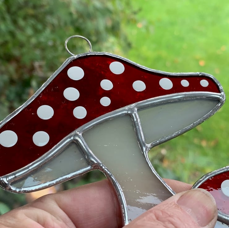Stained Glass Toadstool Suncatcher - Handmade W... - Folksy