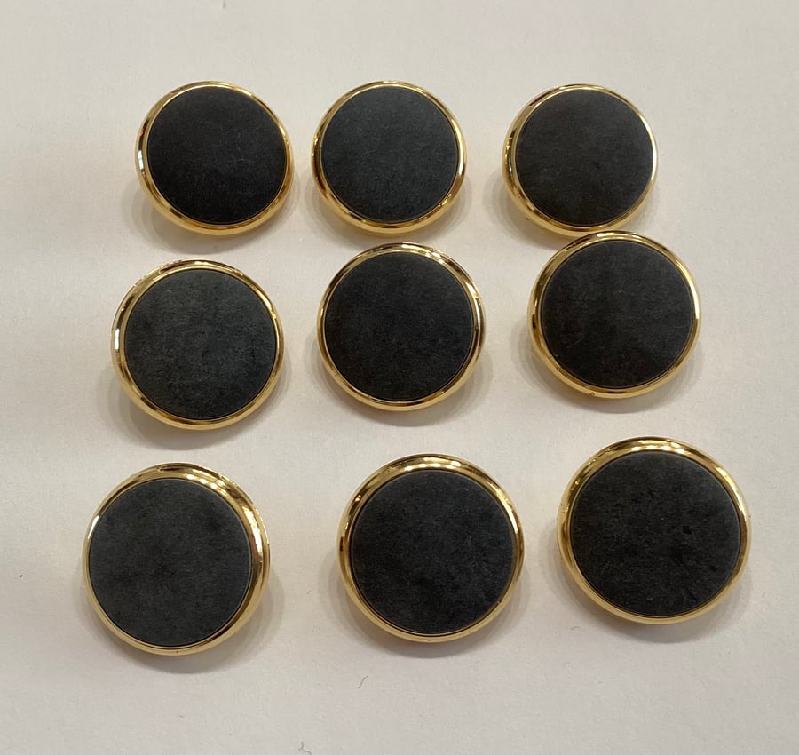 Set of nine buttons, matt grey centres with gol... - Folksy