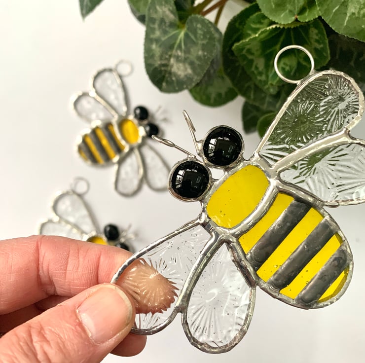 Stained Glass Bee Suncatcher - Handmade Handing... - Folksy