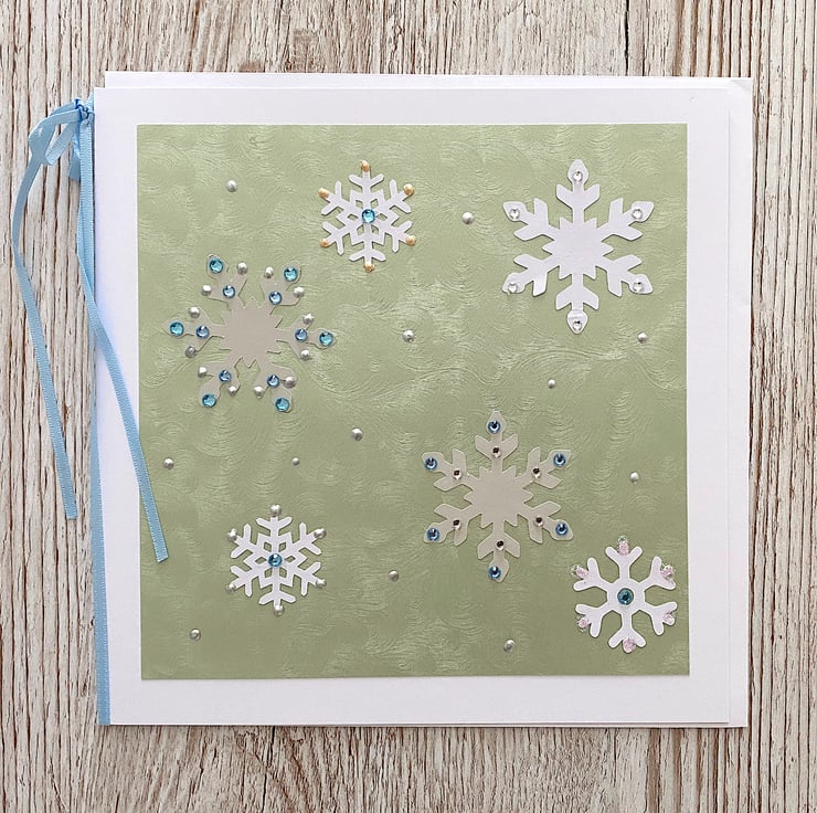 Christmas snowflake card - large sized handmade... - Folksy