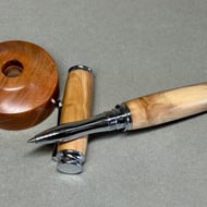 Wood turned Laburnum luxury pen and stand - Folksy