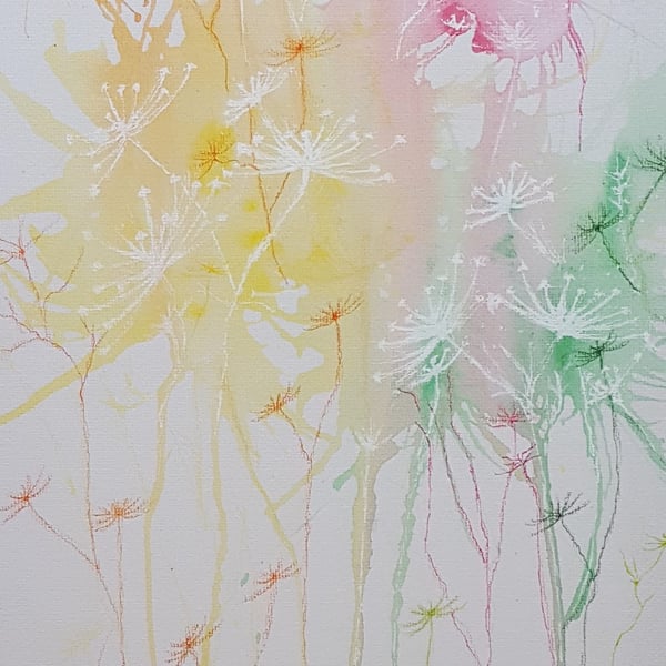 Drawing Pastel Dandilions On Canvas - Folksy