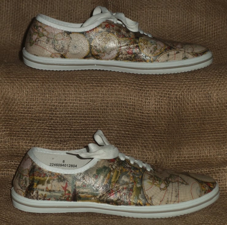 Decorated Shoes MADE TO ORDER Old World Map Uni... - Folksy