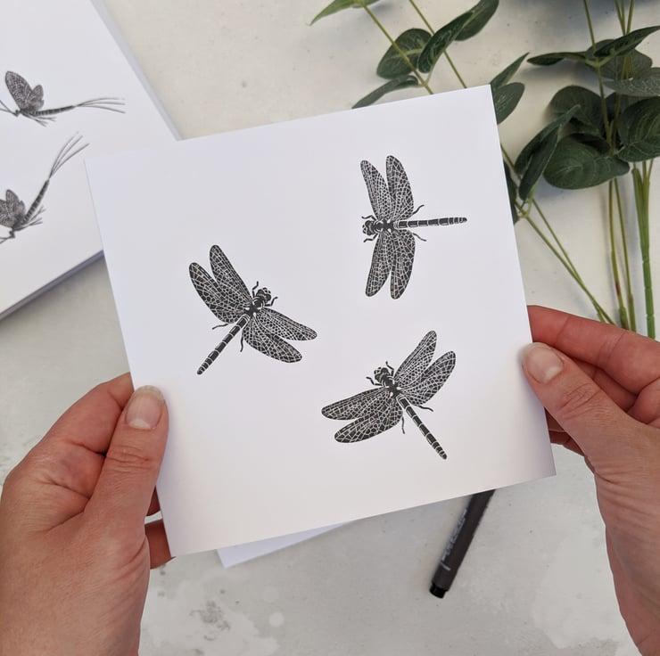 Dragonfly Note Card, Dragonflies Greetings Card - Folksy