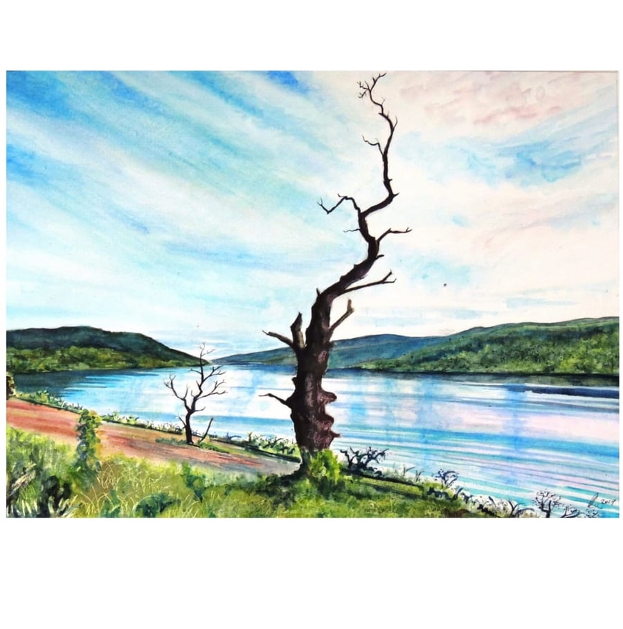 Loch in Scotland Original Watercolour Landscape... - Folksy