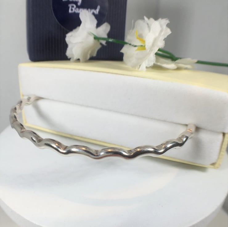 Wave Bangle - Sterling Silver - Hallmarked - Folksy