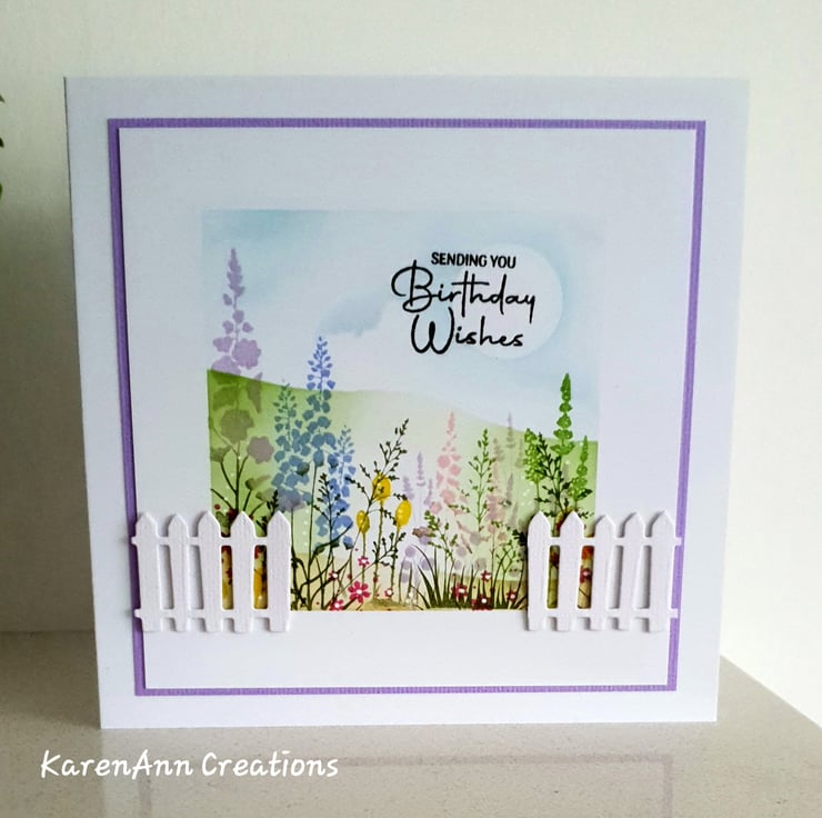 Spring flowers scene female birthday card - Folksy