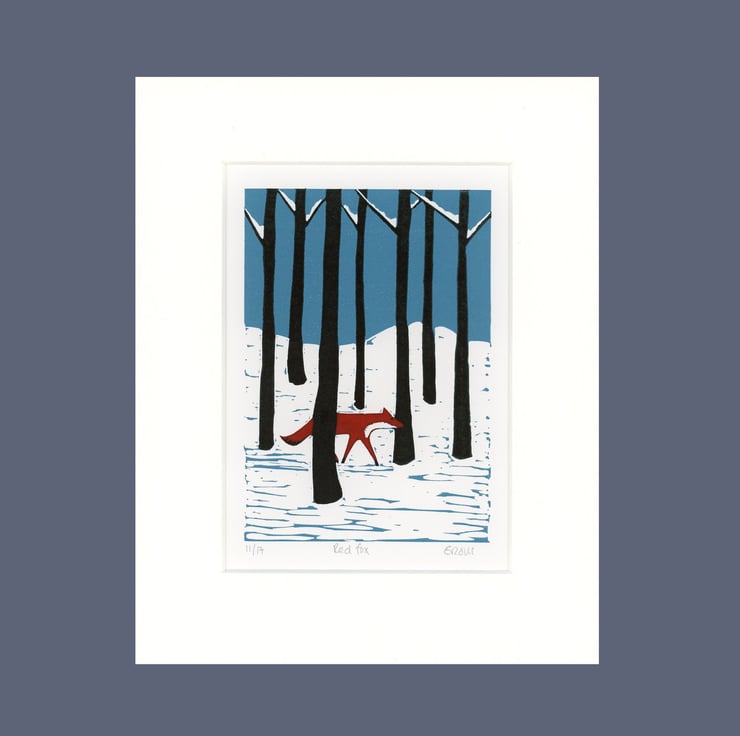 Lino Print, Fox Print, Lino Cut, Hand Printed - Folksy
