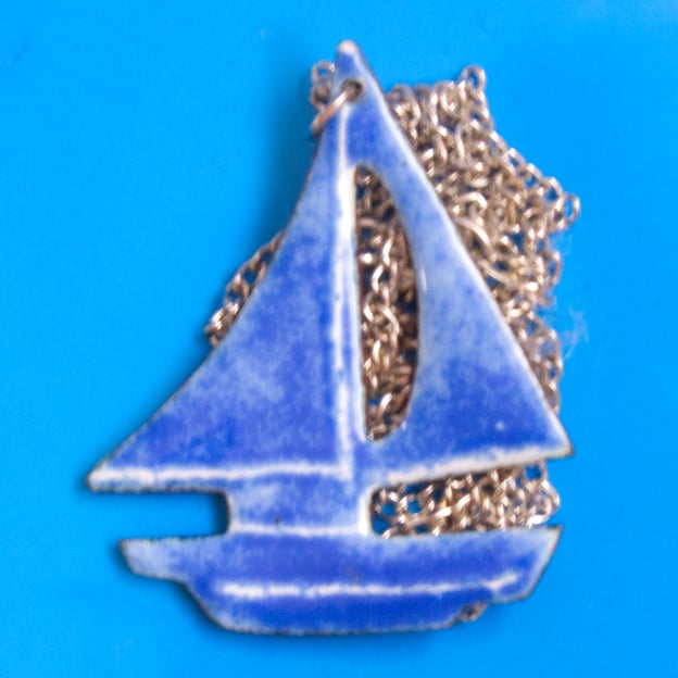 blue boat pendant - Folksy