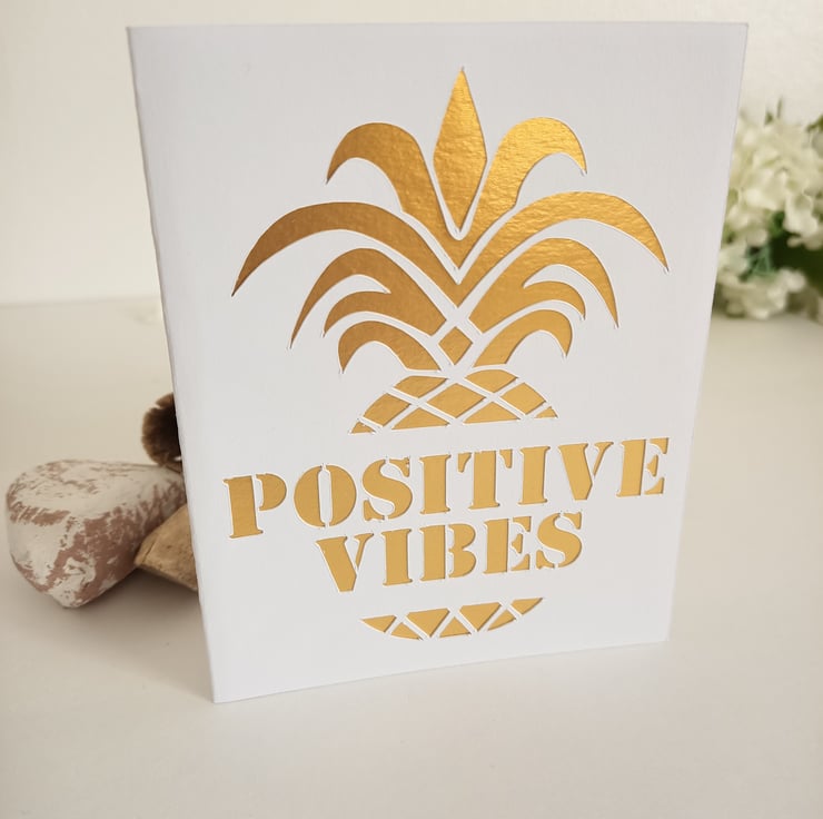 Positive Vibes Pineapple Card - Folksy