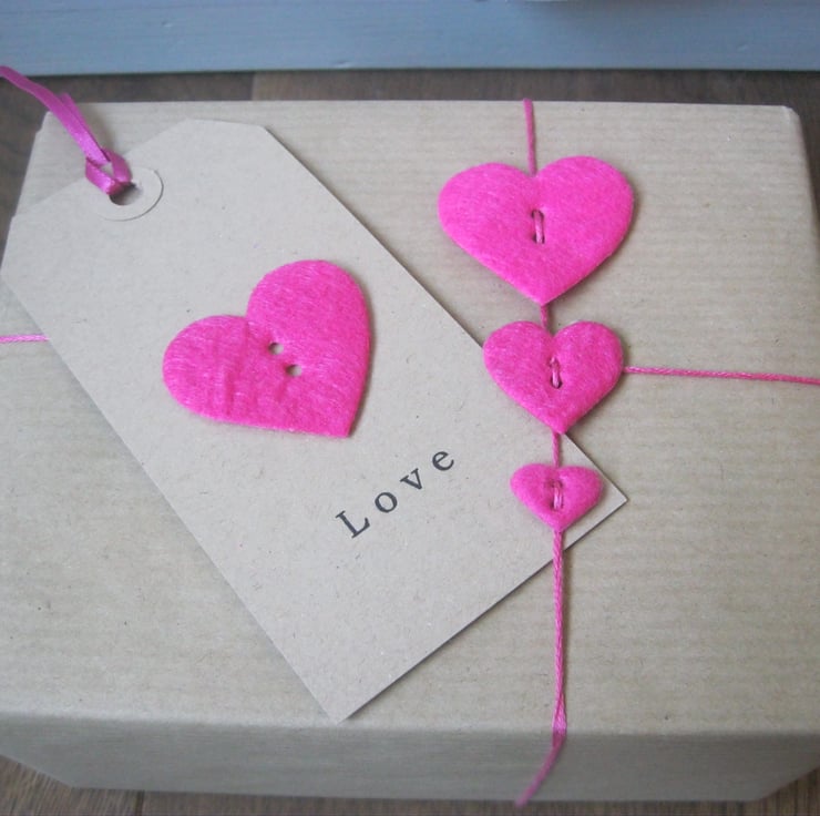 Pink Love Heart Card - Folksy