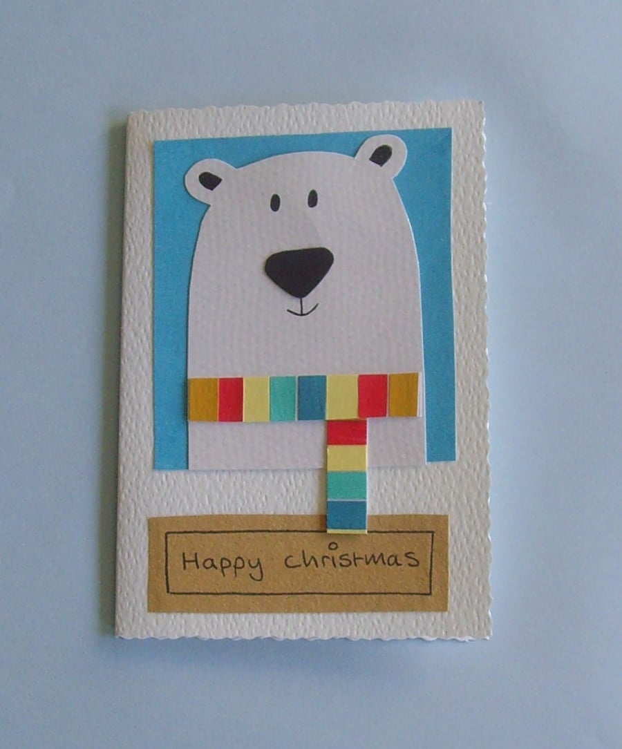 Christmas card - handmade personalised polar bear - Folksy