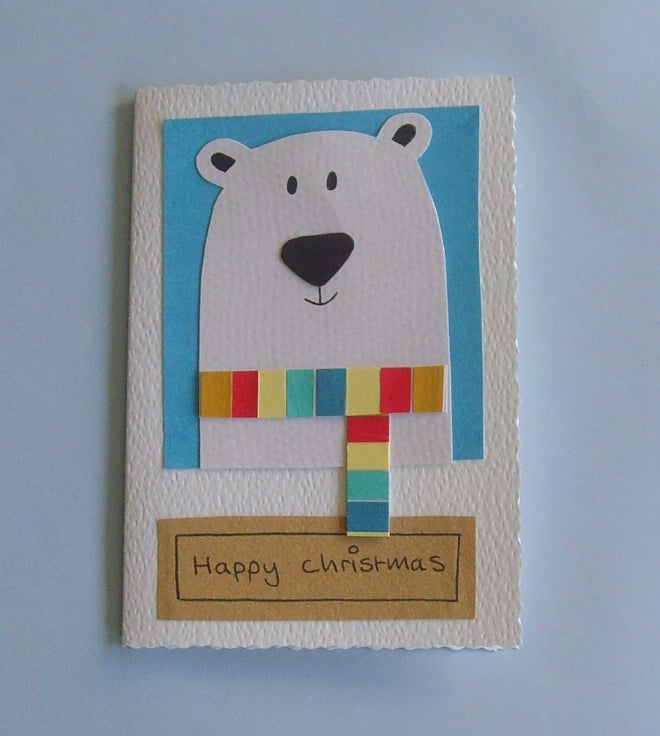 Christmas card - handmade personalised polar bear - Folksy
