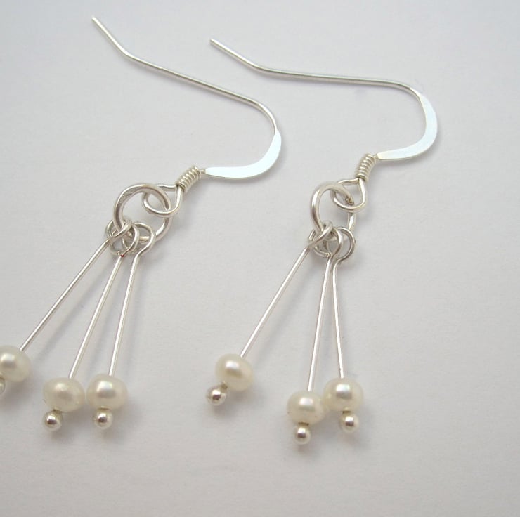 Rain Drop Silver Earrings , Rain Pearl Earrings... - Folksy