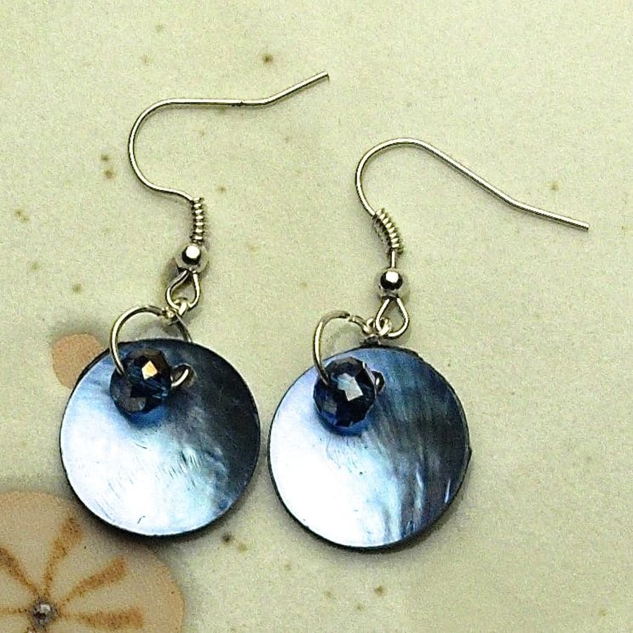 Blue Shell Bead Earrings - Folksy