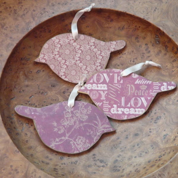 Vintage style ,Handmade Robin Decorations - Folksy