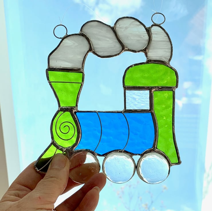 Stained Glass Train Suncatcher - Handmade Windo... - Folksy