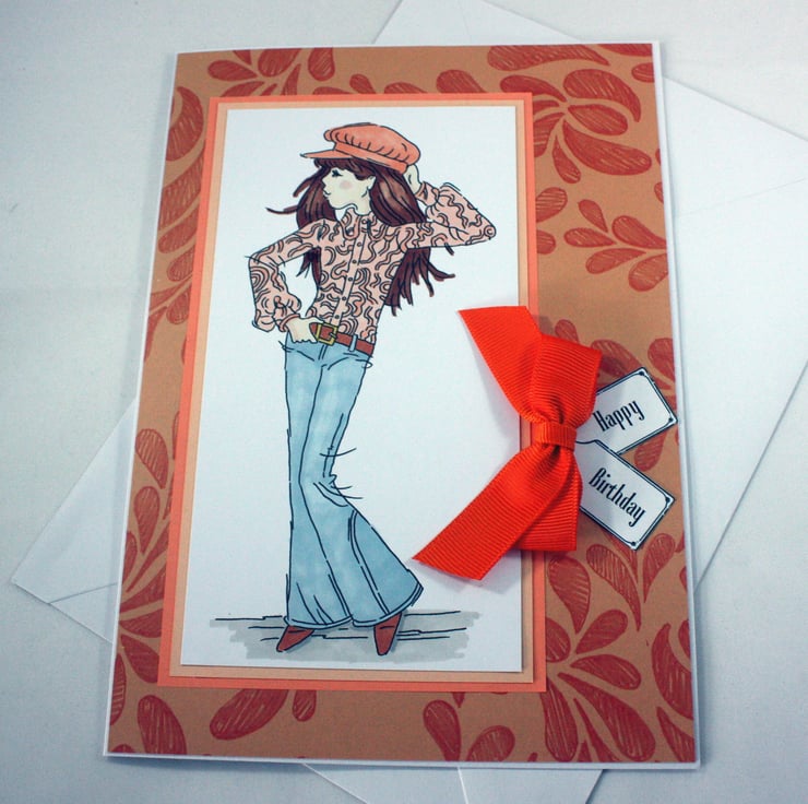 Handmade birthday card - fabulous flares - Folksy