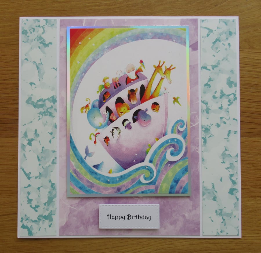Noahs Ark - Large Birthday Card (19x19cm) - Folksy