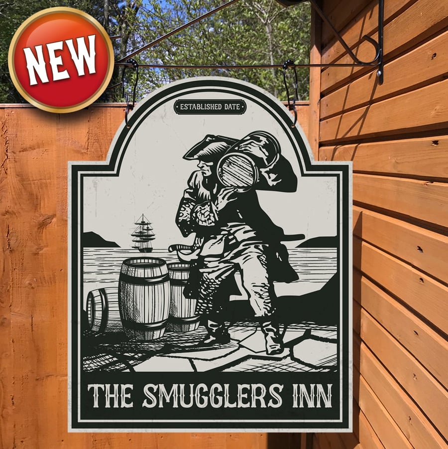 The Smugglers Inn- Hanging personalised bar sign - Folksy