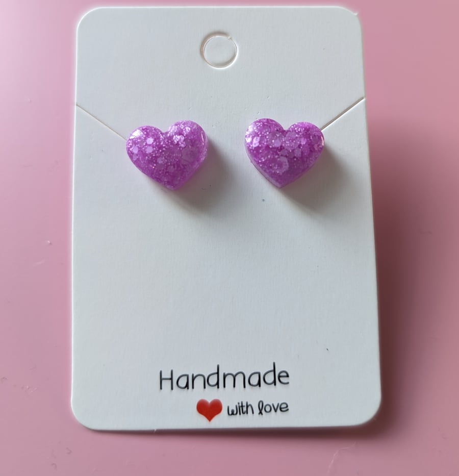 Heart Studs - Folksy