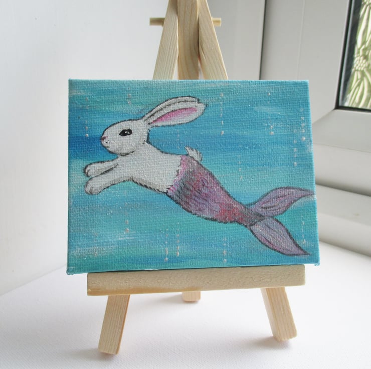 Merbunny Mermaid Bunny Rabbit Picture Canvas Ar... - Folksy
