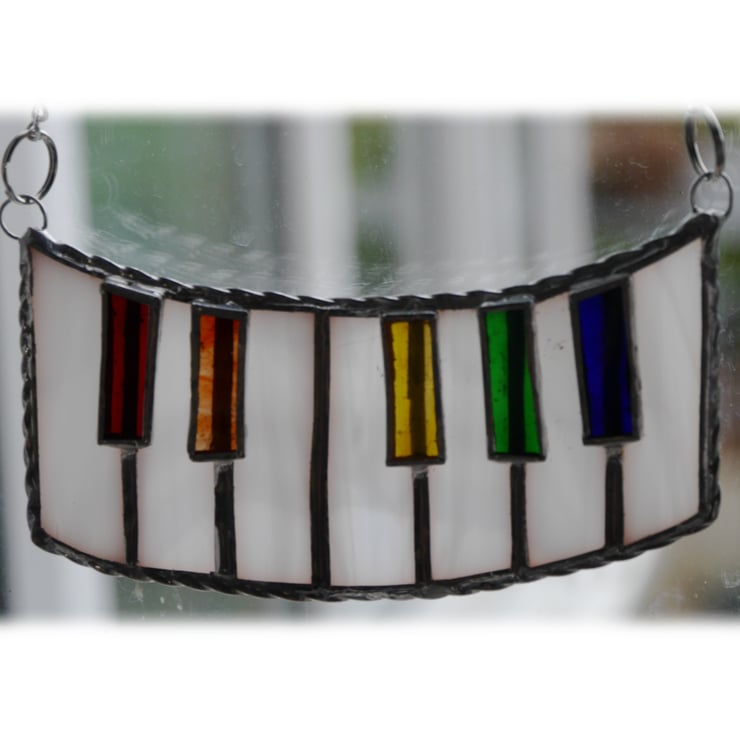 Piano Suncatcher Stained Glass Keyboard Keys Mu... - Folksy