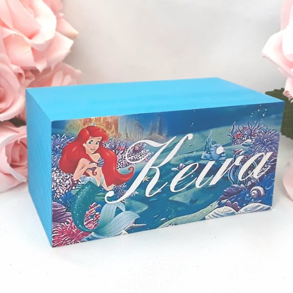 Personalised little mermaid wood blocks,little ... - Folksy