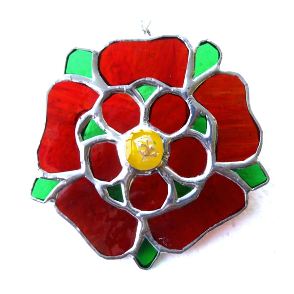 Lancashire Rose Suncatcher Stained Glass - Folksy