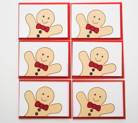 Handmade Gingerbread Man Christmas card pack, S... - Folksy