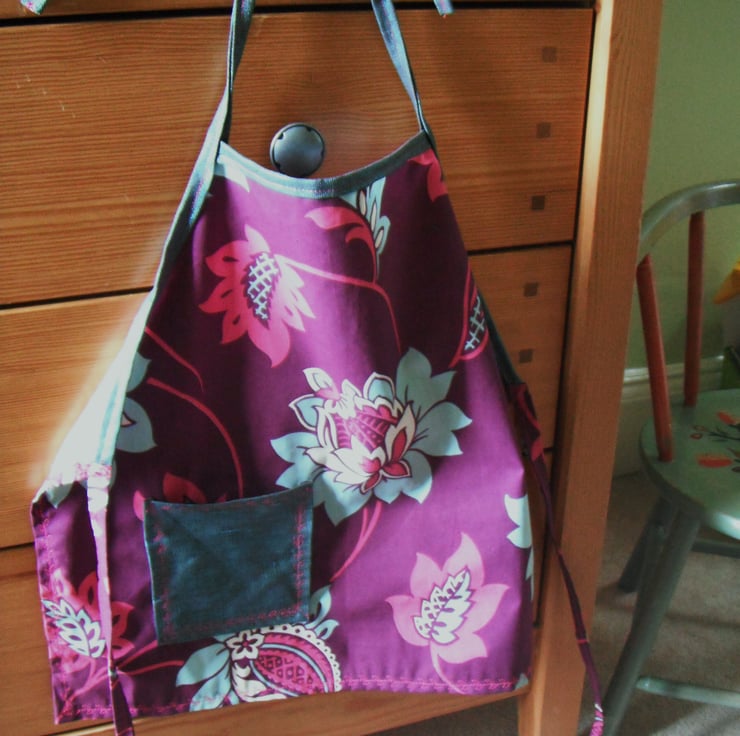 Purple Floral Paisley Pattern Girl's Apron - Folksy