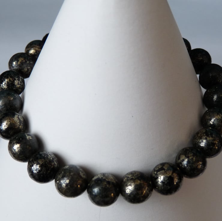 Ocean Jasper, Tourmaline & Pyrite Stretchy ... - Folksy