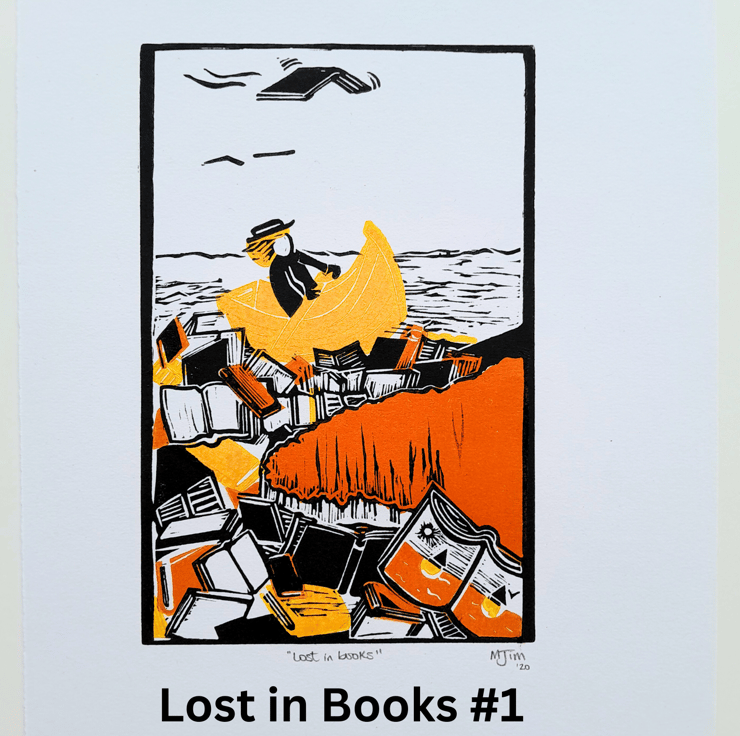 SECONDS Imperfect Handprinted Books Linocut Rea... - Folksy