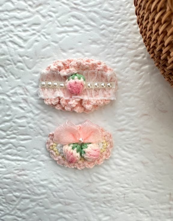 Set of 2 Crochet Hair Clips Summer Seconds - Folksy