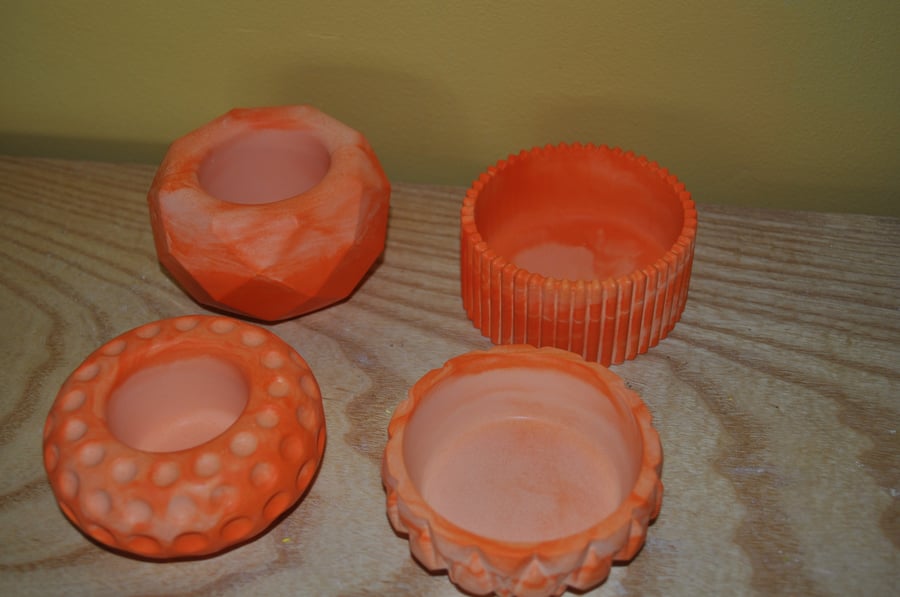 four aquacast mini bowls for knicknacks, candle... - Folksy