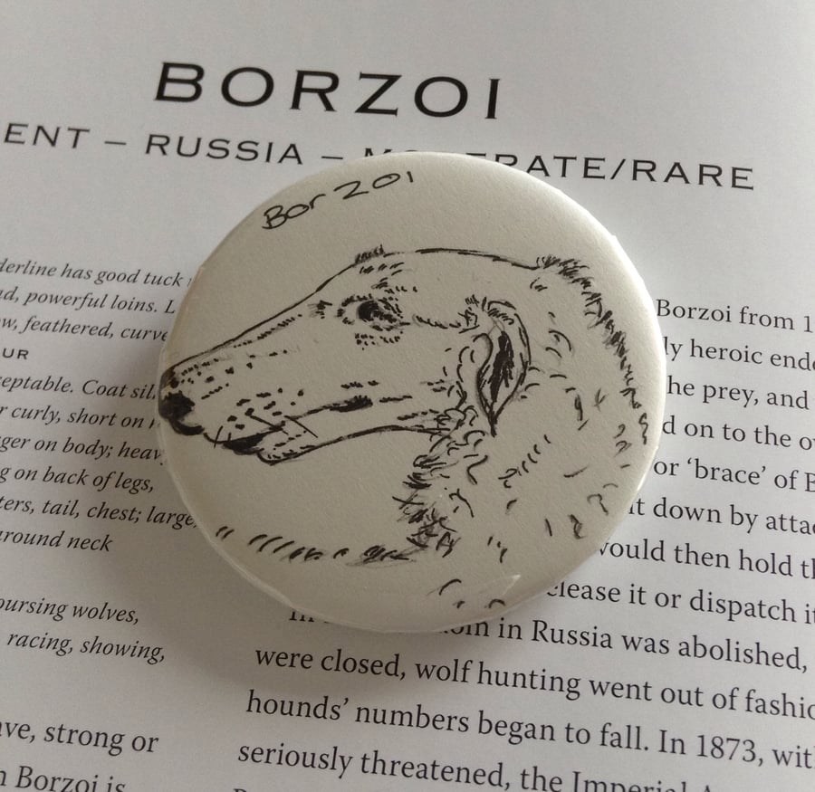 Original Pen Drawn Dog Badge. - Folksy