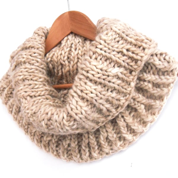 Cream 100% winter wool cowl or snood - Folksy
