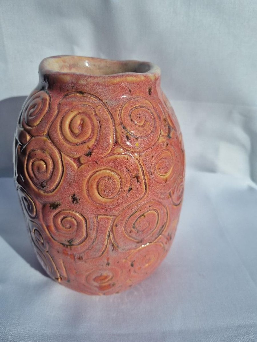 Ceramic Pottery Swirl textured Vase glazed in s... - Folksy