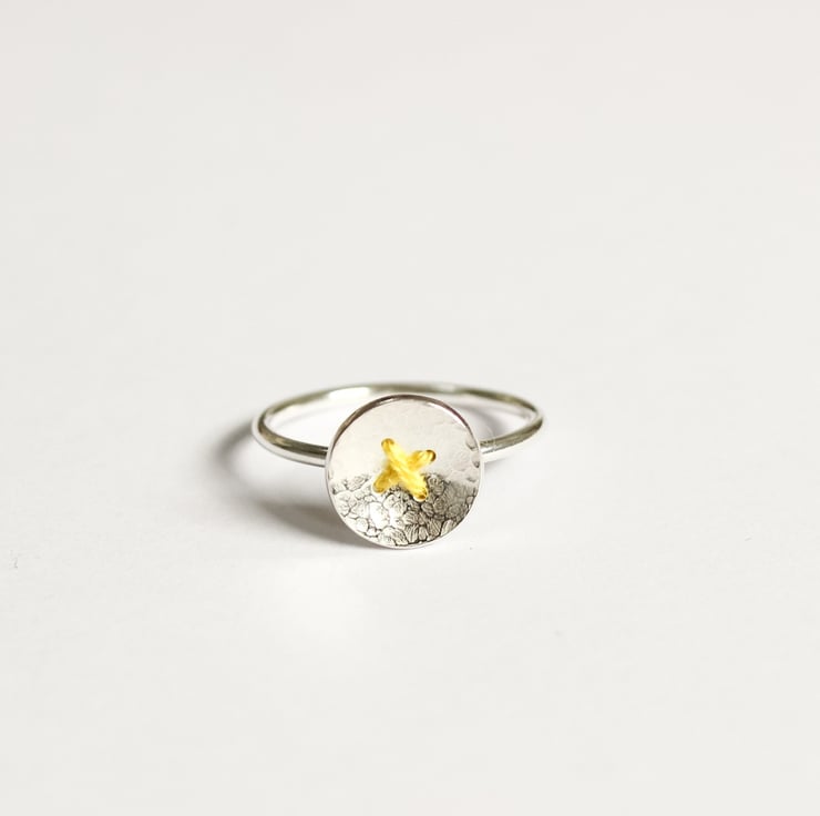 Silver button ring, silver ring, stitched button - Folksy
