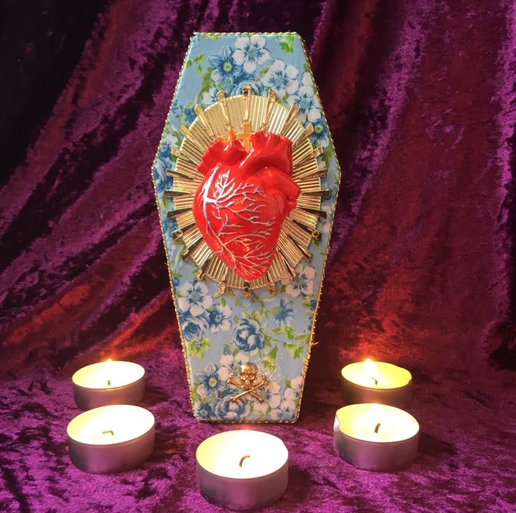 Floral Kitsch Day Of The Dead Sacred Human Hear... - Folksy