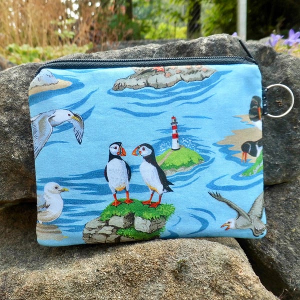 SOLD Coin purse coastal birds puffins gannet se... - Folksy
