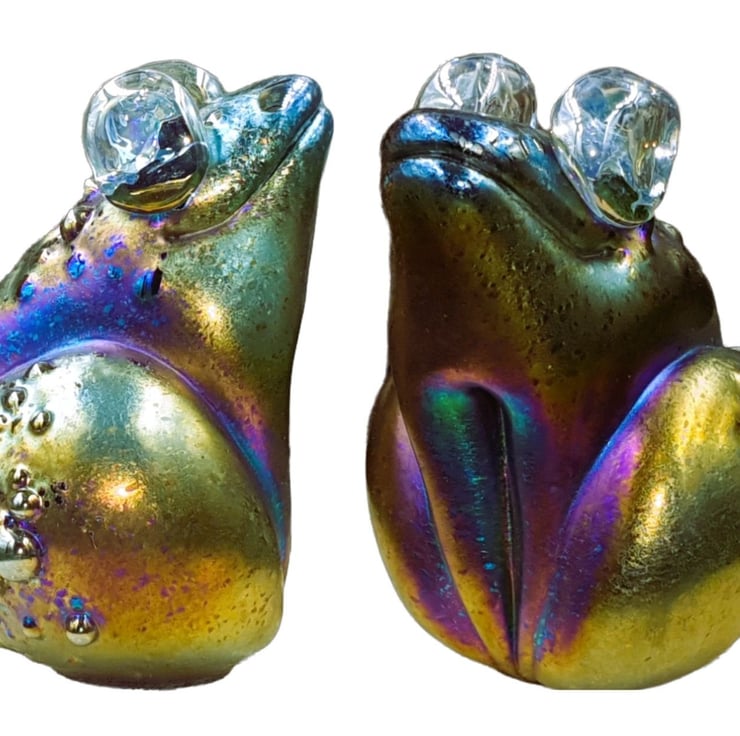 HAND BLOWN GLASS Iridescent frog toad sculpture... - Folksy