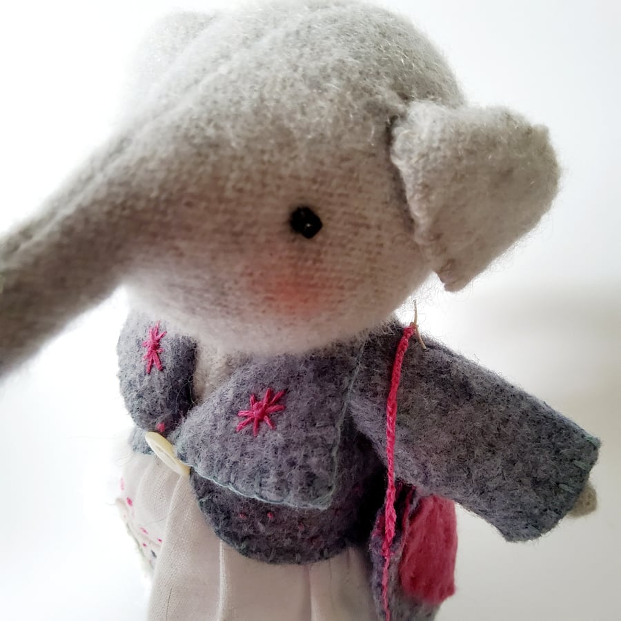 Cashmere freestanding handmade elephant doll - Folksy