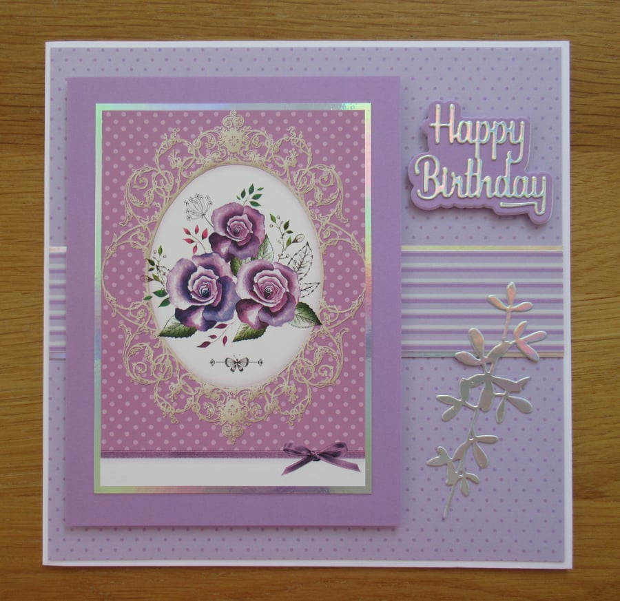 Framed Roses - Birthday Card - 19x19cm - Folksy