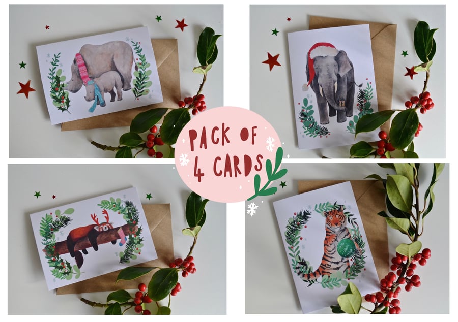 Endangered Animals Christmas Card Collection - ... - Folksy